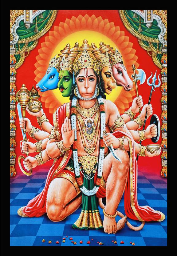 Mmory Panchmukhi Hanuman Ji Painting Religious Frame Price in India ...