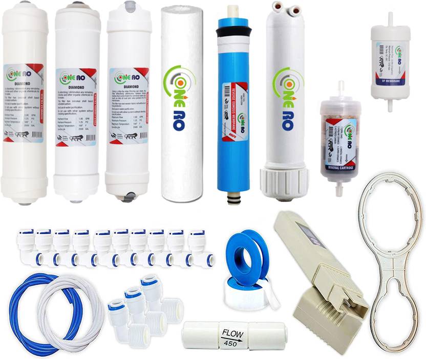 ONE RO Complete RO service filter kit of 100 GPD HI TDS (3000) Hi FLow ...