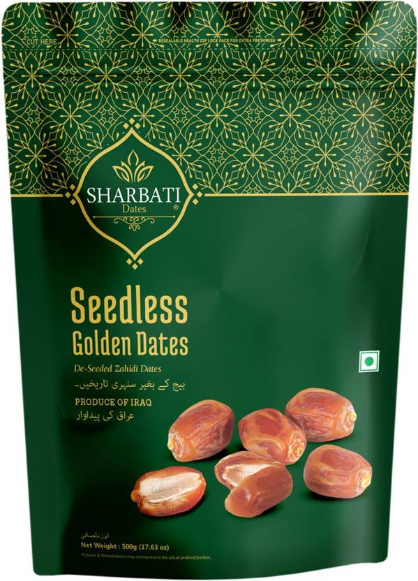 Sharbati SEEDLESS GOLDEN DATES 500G Wet Dates Price in India - Buy ...