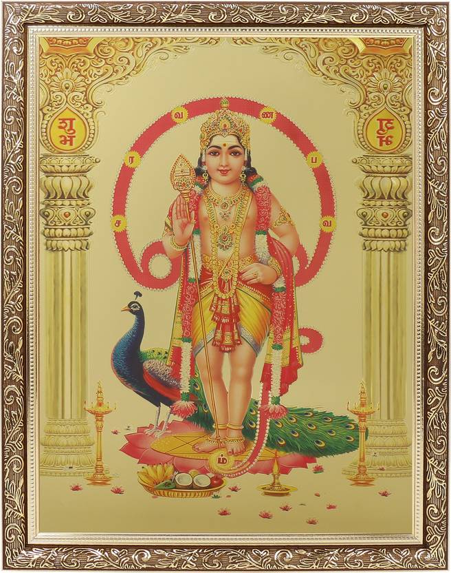 BM Traders Lord Murugan Golden Foil Photo In Copper Gold Artwork Frame ...