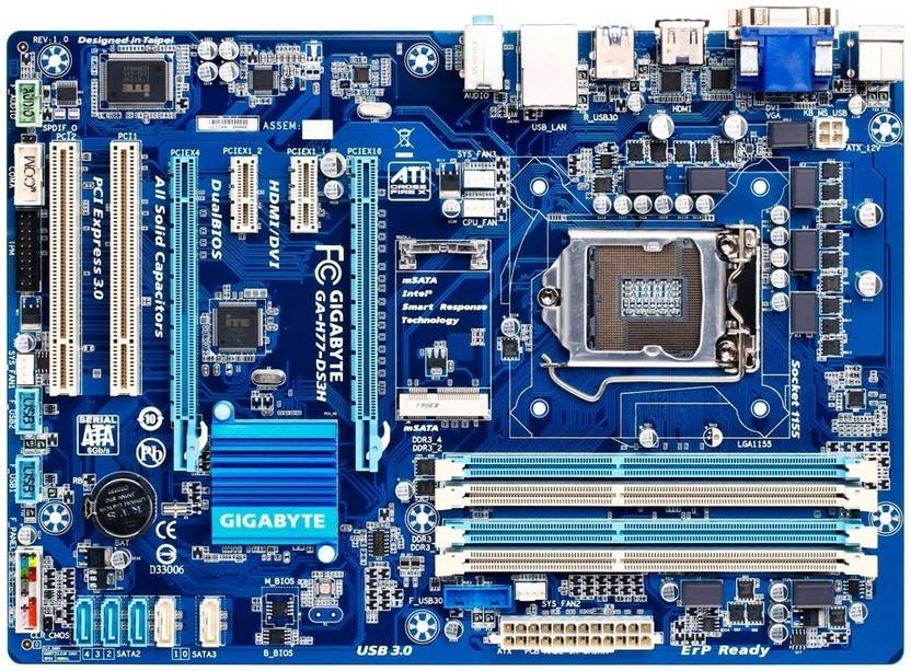 GIGABYTE GA-H77-DS3H LGA 1155Socket ATX Intel H77 Chipset DDR3 ...