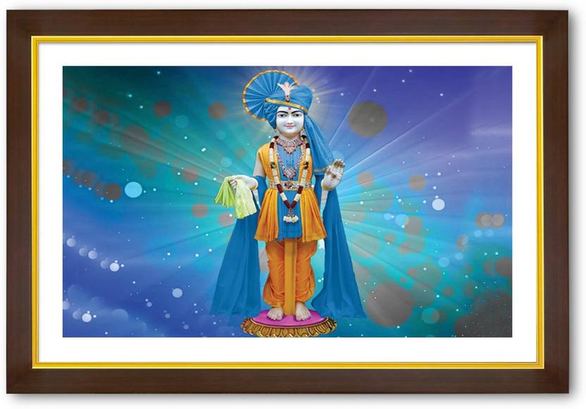 Gold Outlined Wood Framed Bhagwan Swami Narayan Fine Art Print ...