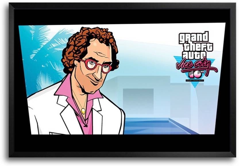 Grand Theft Auto Vice City Vector Artwork Laminated Framed Paper Print ...