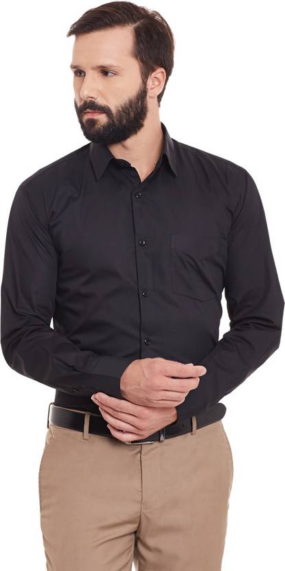 Hancock Men Solid Formal Black Shirt - Buy Black Hancock Men Solid ...