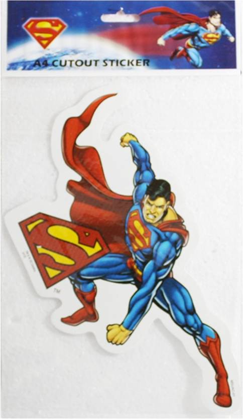 STICKER BAZAAR 32.4 cm A4 Cutout Sticker Of Super Man Self Adhesive ...