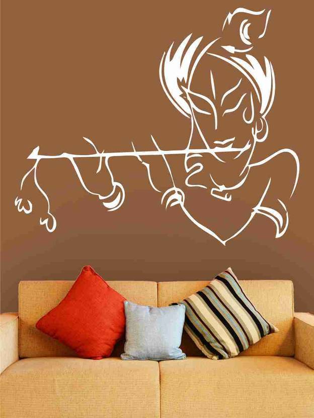 Eight2Ten 90 cm Bansuri Krishna White Self Adhesive Sticker Price in ...