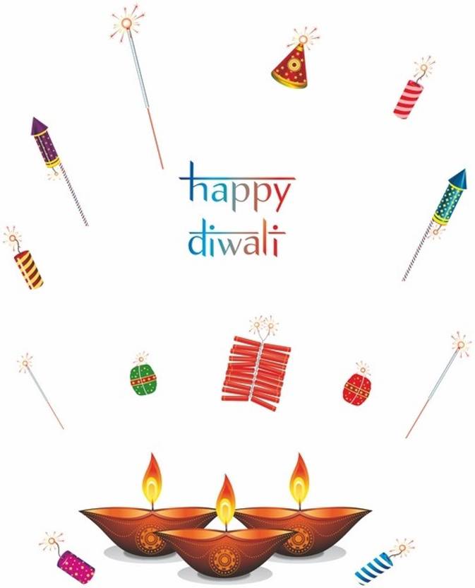 Happy Walls Happy Diwali With Pataka Crackers & Diya Lamps Price in ...