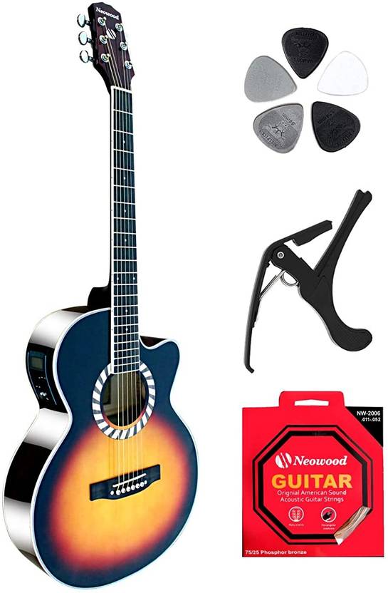 Neowood (FLY-ME)-(SB) Electro-Acoustic Guitar with Bag,Plectrums,Capo ...