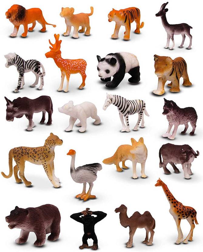 KHYALI Mini Wild Animals Cartoon Action Figure Toys Playset for Kids(12 ...