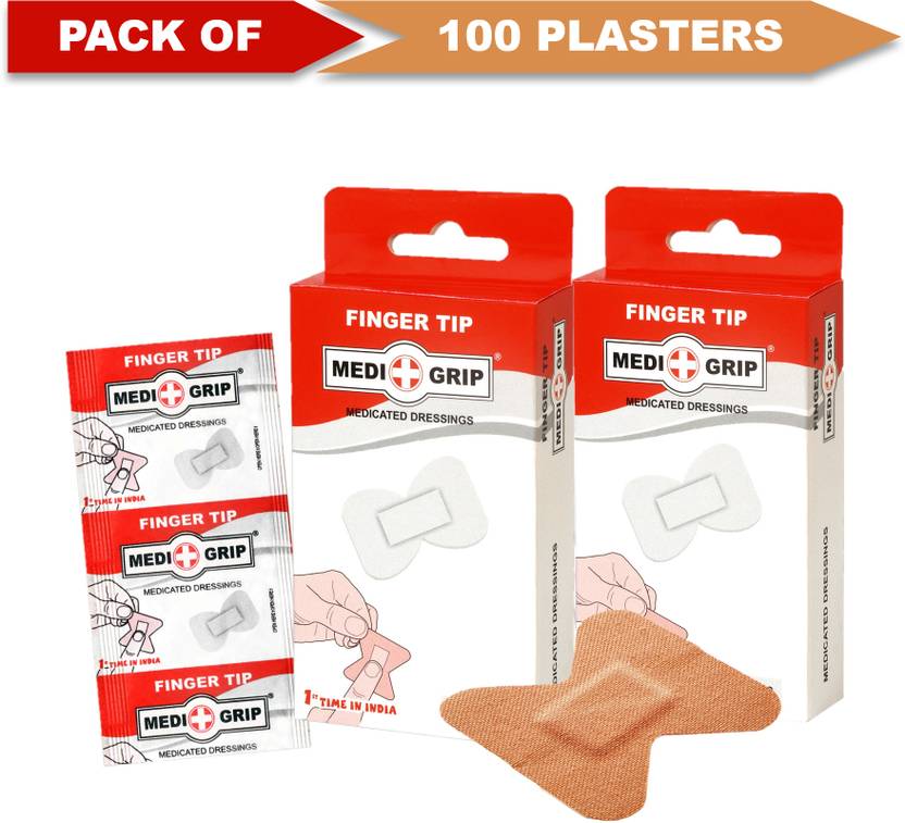 Medigrip Finger Tip First Aid Plaster (Pack of 100) Adhesive Band Aid ...