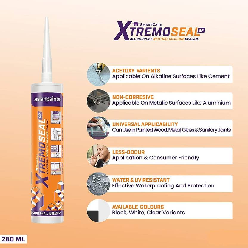 Xtremoseal GP All purpose Acetoxy Silicone Sealant (Clear) + Caulking ...