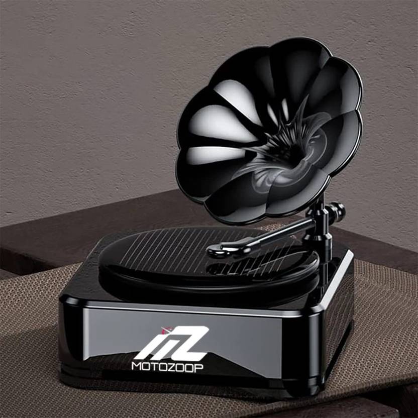 MOTOZOOP Metal Gramophone Solar Rotating Perfume Dashboard Accessories ...
