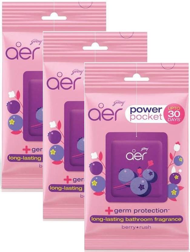 Godrej BERRY RUSH, AER POWER POCKET, AIR FRESHNER, PACK OF 3, BATHROOM ...
