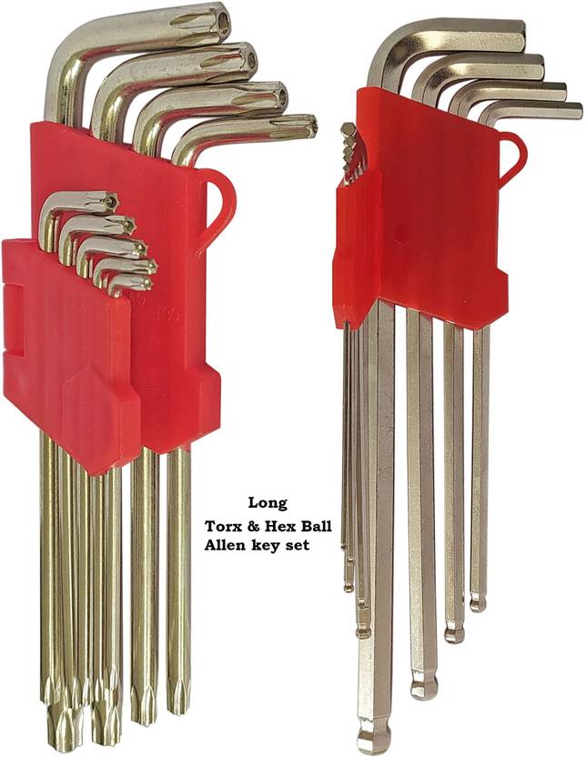 DUMDAAR Heavy duty 18pcs Multi size Long Torx and Hex Ball Allen key set Allen Key Set Price in ...