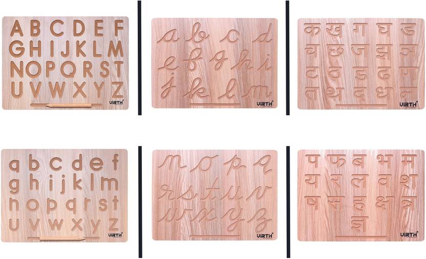 Virth Capital, Small, Hindi & Cursive Alphabet Boards For 2+ Years Old ...