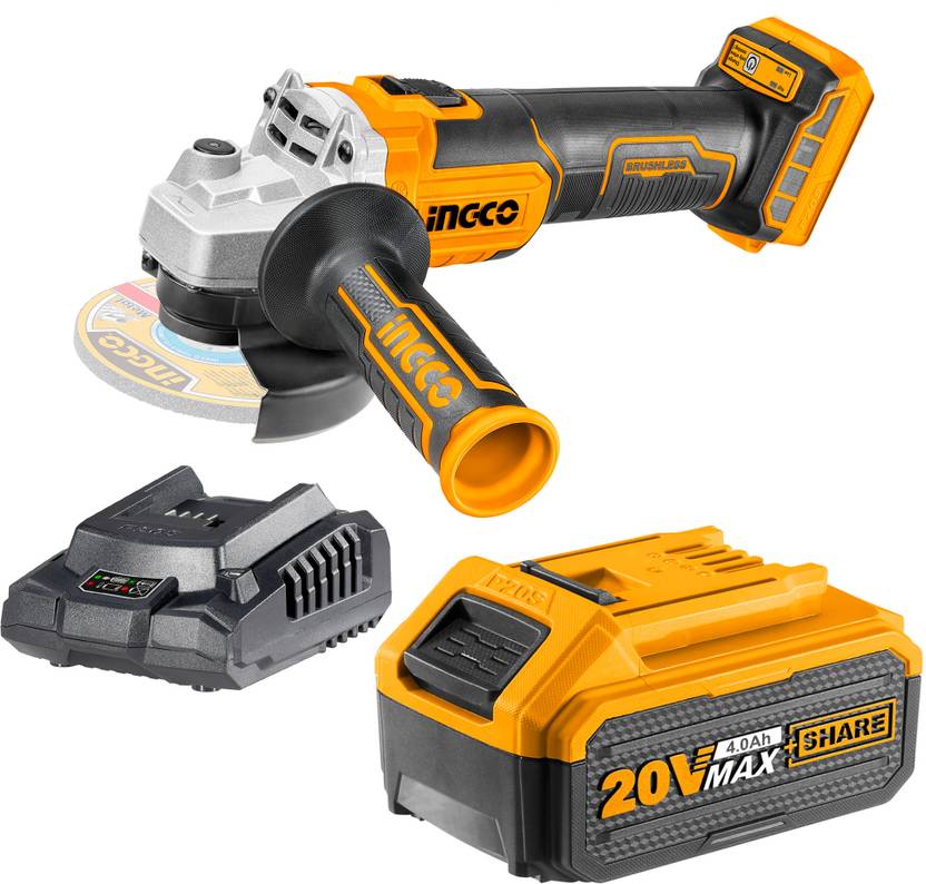 INGCO 20V Lithium-ion with 4.0ah battery and charger Angle Grinder ...