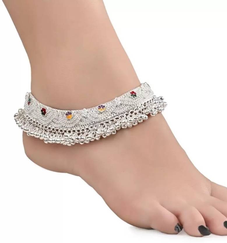 LAKSHYA COLLECTIONS Beautiful Silver Plated Screw Anklets For Women 10 ...