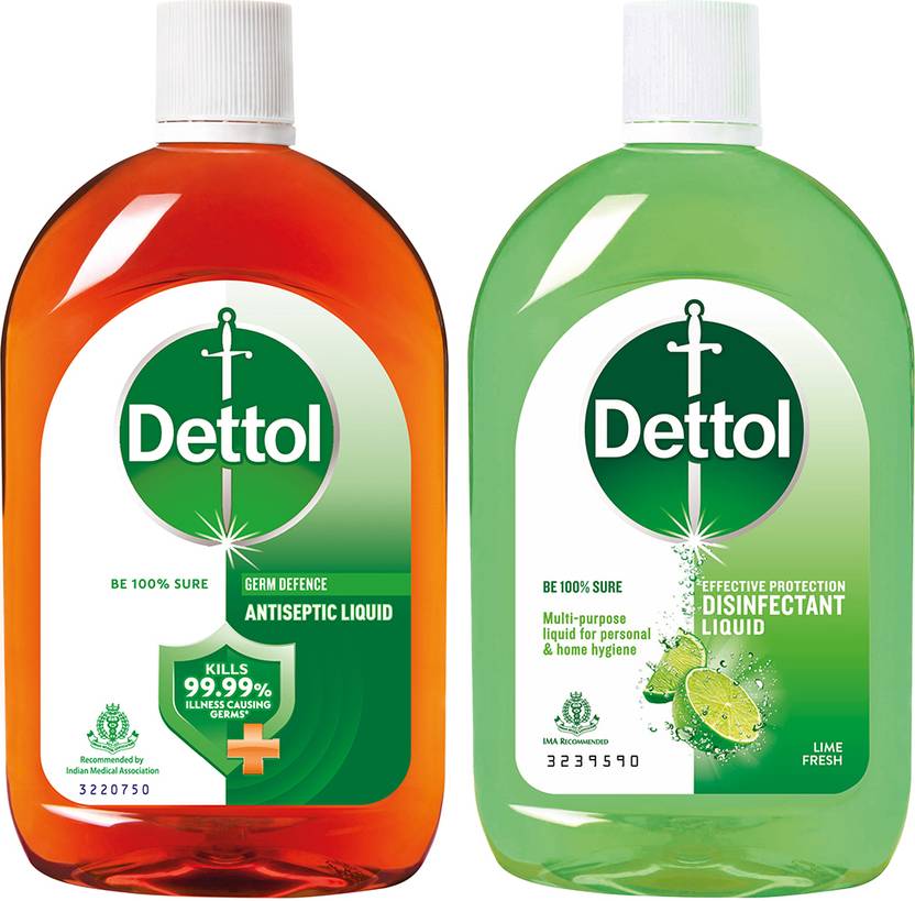 Dettol Antiseptic Liquid for First Aid & Liquid Disinfectant, Lime ...