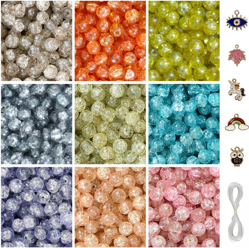REGLET 5 Charms, 250 Sparkle Glass Beads Bracelet Making Kit Bead ...