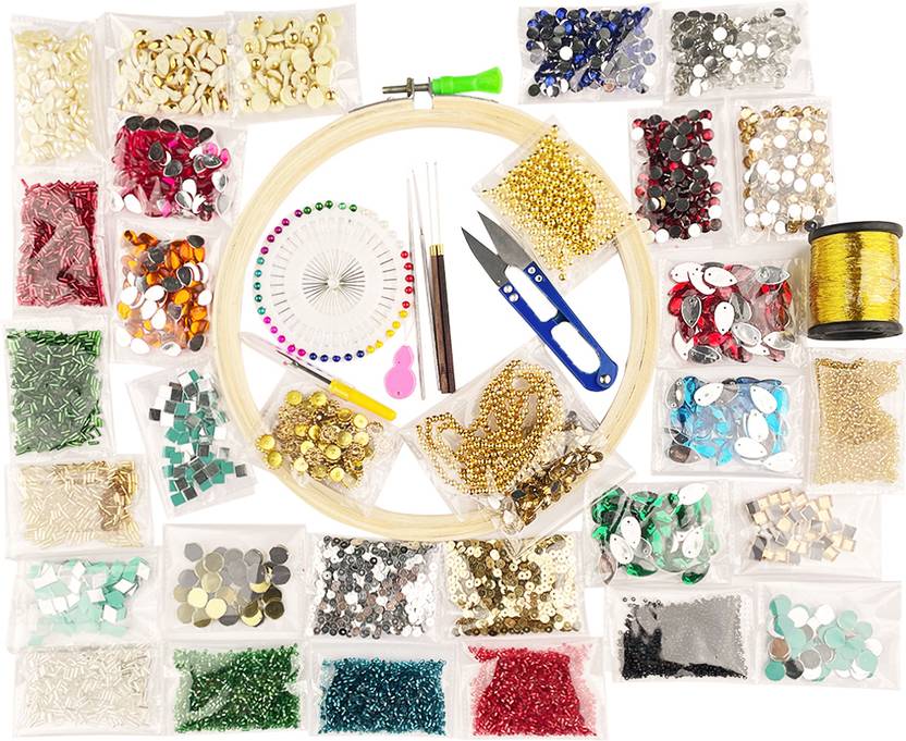 Qroof Aari Work,Maggam Work Materials Kit, Kundan Bulge , Aari Needles ...