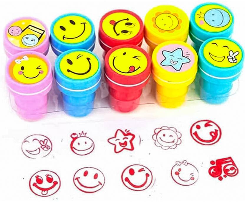 rza Emoji Stamp / Pack of 10 with Smile Design Face Stamps Toys for ...