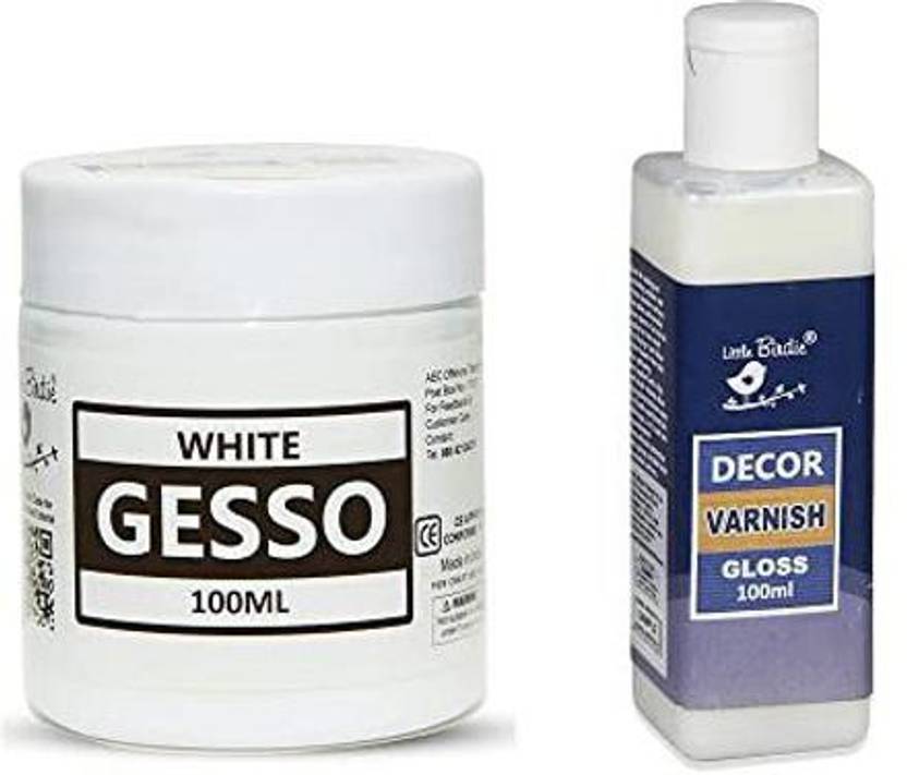 LITTLE BIRDIE Acrylic Gesso Finish Paint, White 100ml,Gloss Decor ...