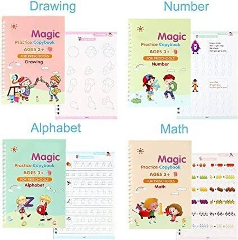 Flipkart.com | Mynxe MAGIC PRACTICE BOOK FOR KIDS ( 4 BOOK +2 PEN + 9 ...