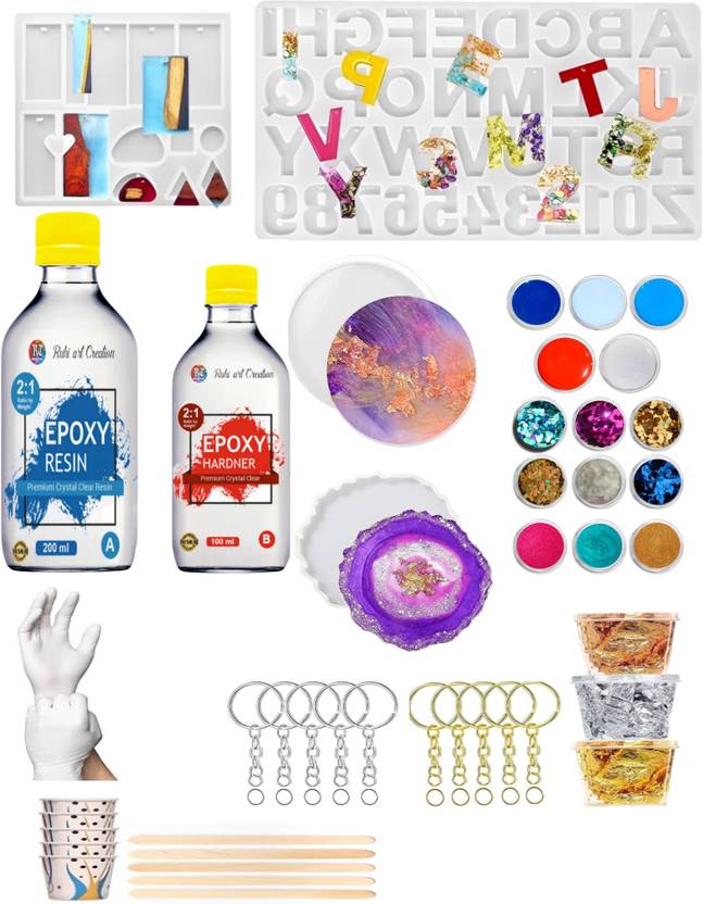 Flipkart.com | art kit Ruhi Craft Resin kit with 4 Mould 2:1 Resin And ...