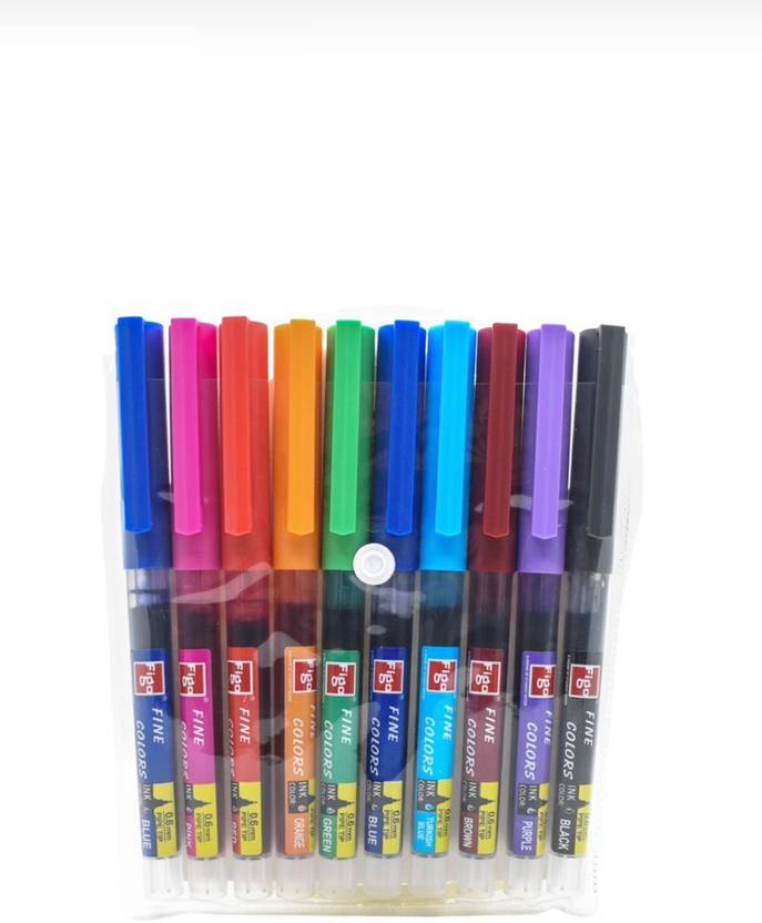 Flipkart.com | FIGO FINE COLOR ROLLER PENS 0.6MM PIPE TIP (10ASSORTED ...
