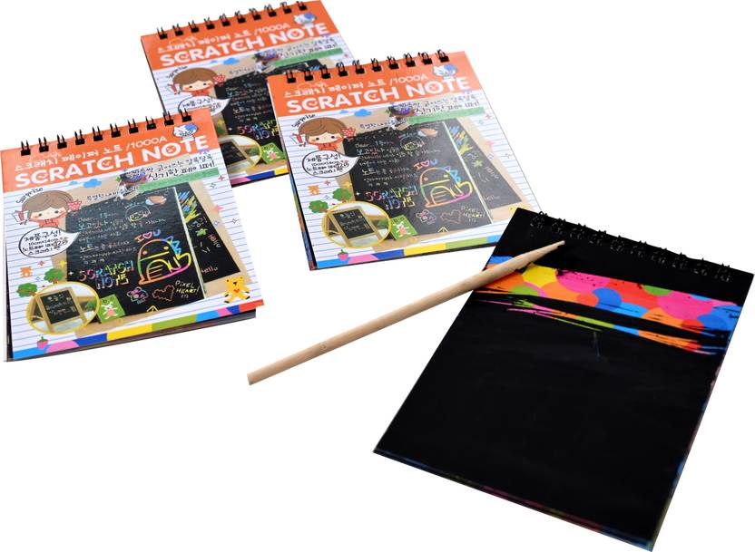 Flipkart.com | PlayKith Scratch Note book Coloring Magic Book Drawing ...