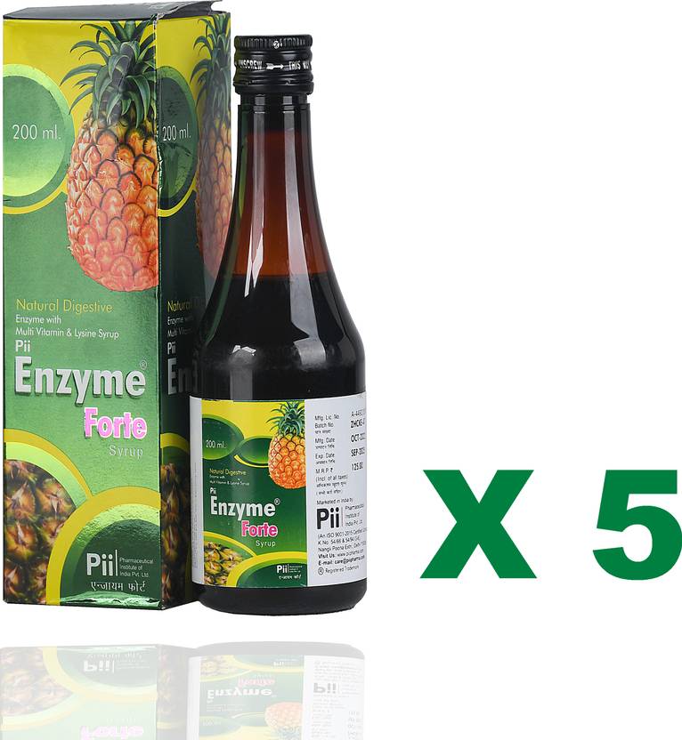 Pii Enzyme FORTE Ayurvedic Digestive Enzyme Syrup Pack of 5x200ml Price ...