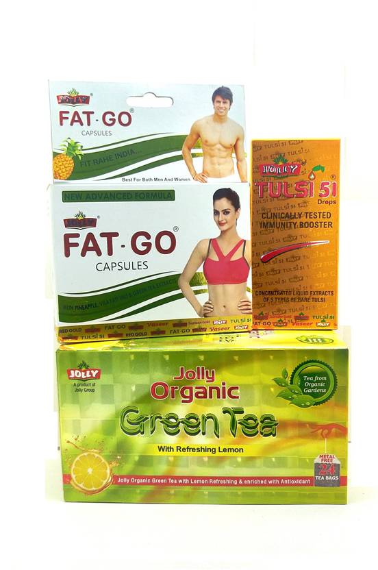 JOLLY FAT GO Slimming capsule(60cap) and green tea (24N)and Tulsi 51 ...