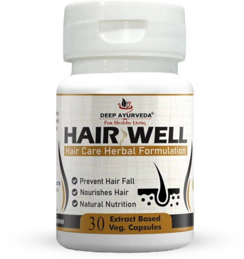 Deep Ayurveda Hair Well Herbal Capsule for Hair Growth, Anti-Dandruff ...