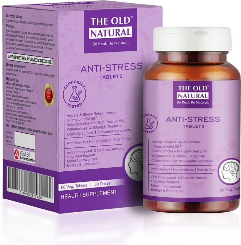 The Old Natural Anti Stress- KSM 66 Ashwagandha Tablets for Tension and ...