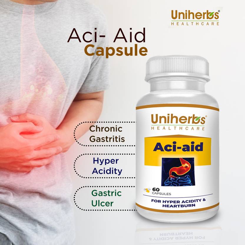 Uniherbs Capsule For Acidity Gas Relief,Hyper Acidity, Gastric Ulcer ...