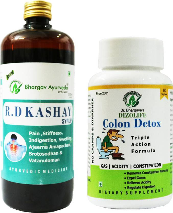 Bhargav Ayurveda R.D Kashay Syrup 500 ML & Colon Detox Triple Action ...
