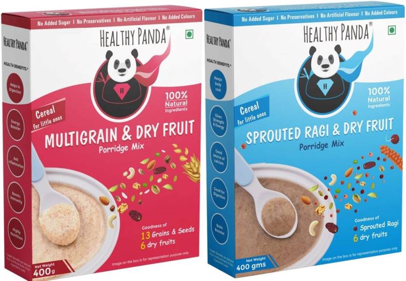 HEALTHY PANDA Sprouted Ragi baby cereal(400g)+Multigrain & dry fruit ...