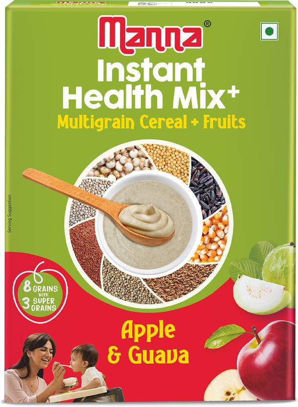 Manna Instant Health Mix+ Multigrain Cereal with Milk, Apple & Guava ...