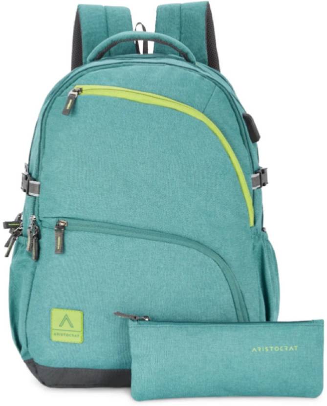 ARISTOCRAT MATT GREEN LAPTOP BACKPACK WITH USB CHARGING PORT 32 L ...