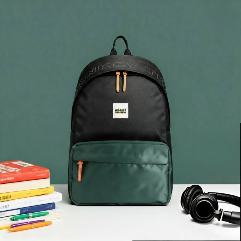 Monkey Troopers Shaggy 15.78229 L Laptop Backpack Black-Dark Green ...