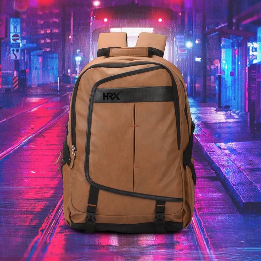 HRX by Hrithik Roshan ASHPER CB Unisex Leather Backpack with Rain Cover ...