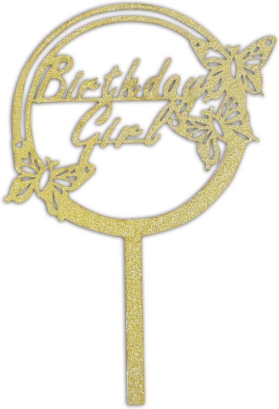 Sage Square Golden Sparkle Butterfly Birthday Cake Topper Adorable