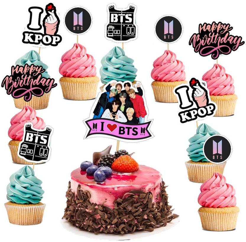 R G ACCESORIES BTS Theme Cake Topper For Birthday Cake Decoration 1 Set ...