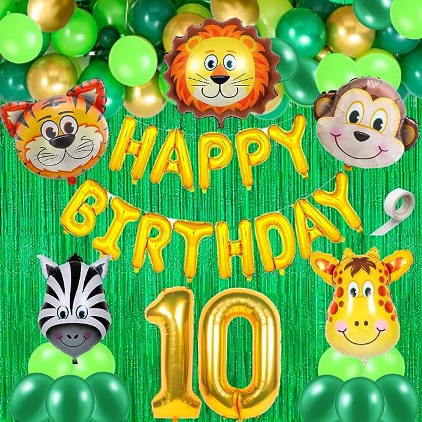 groovy dudz Jungle Theme 10th Birthday Decorations - 41Pcs Price in ...