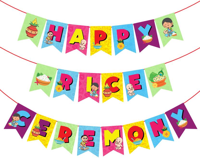ZYOZI Happy Rice Ceremony Banner,Annaprashan Decoration Items,Rice ...
