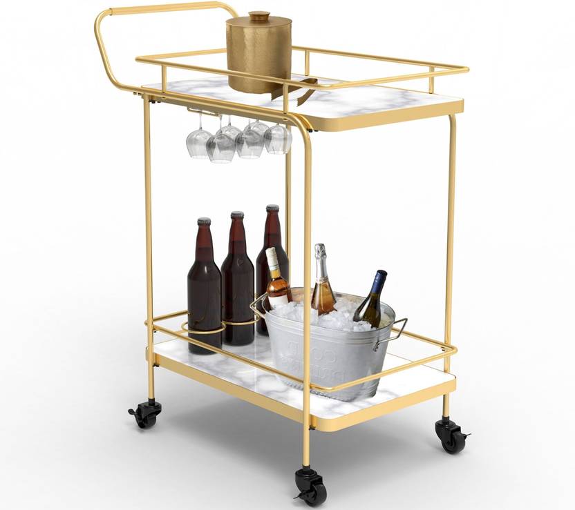Corsica Designs Metal Panache 2Tier Bar Trolley|White Marble (Finish ...