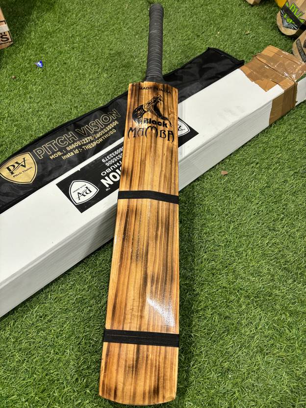pitchvision Black mamba hard tennis bat (1kg) Kashmir Willow Cricket ...