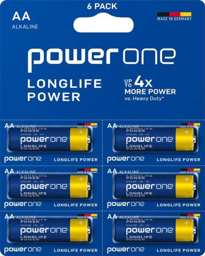 Power one AA Alkaline Batteries, Pack of 6, Made in Germany Battery ...