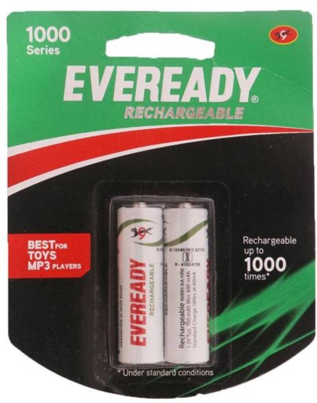 EVEREADY Rechargeable Batteries 700 mAh AA 1.2V Pack of 2 Battery ...