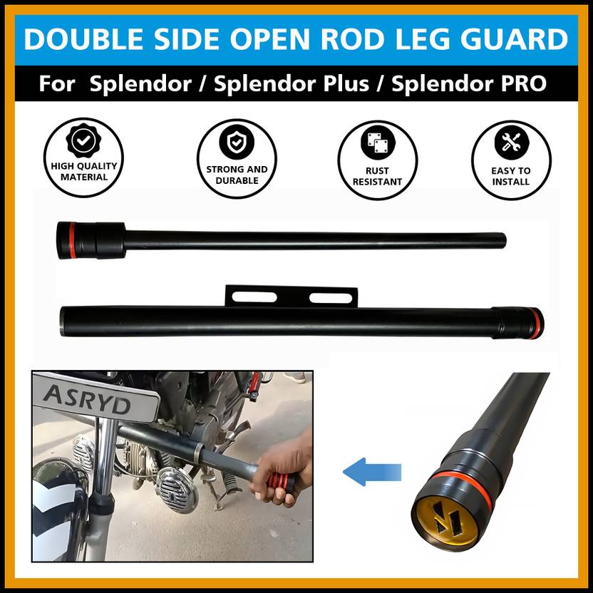 ASRYD Heavy Double Side Open Rod Leg Guard for Splendor/Splendor Plus ...